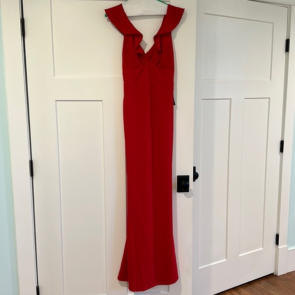 Lulus | Dresses | Lulus Red Deep V With Ruffles Prom Dress | Poshmark